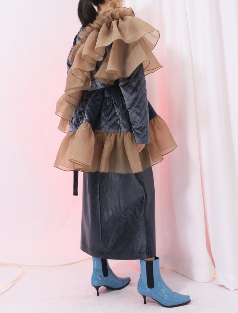 Velvet Coat Festival Quilted Jacket Spring Ruffle Bomber - Etsy