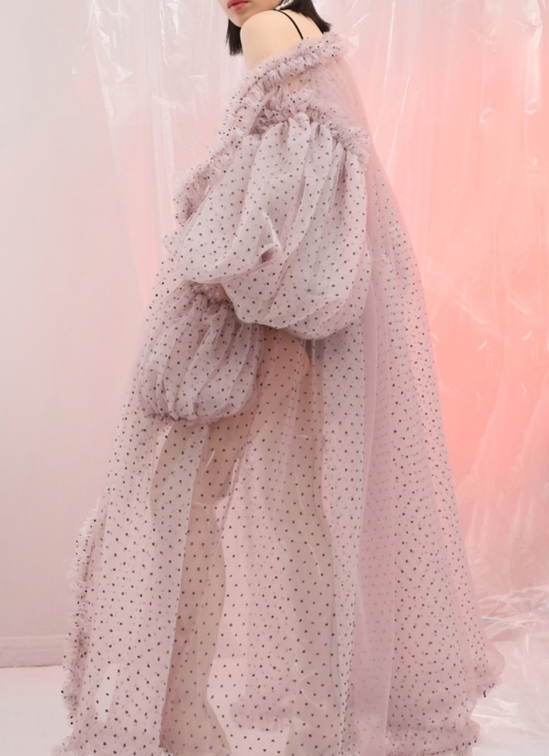 Sheer Robe Long Jacket Ruffle Dress Loose Transparent - Etsy Australia