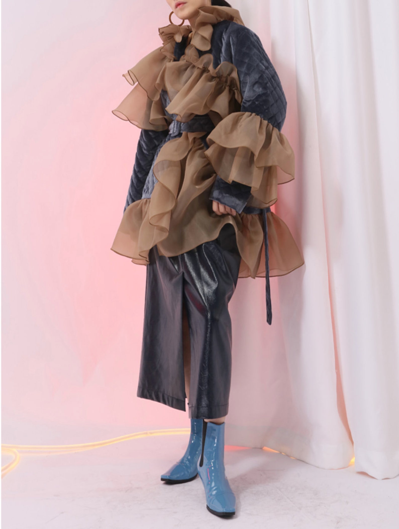 Velvet Coat Festival Quilted Jacket Spring Ruffle Bomber - Etsy