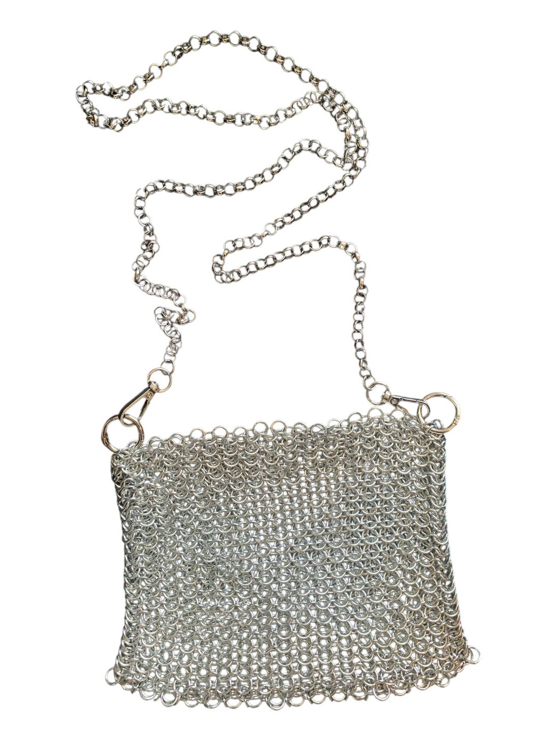 Chain Mail Bag | Silver Metal Purse | Metallic Chainmail Space Age ...