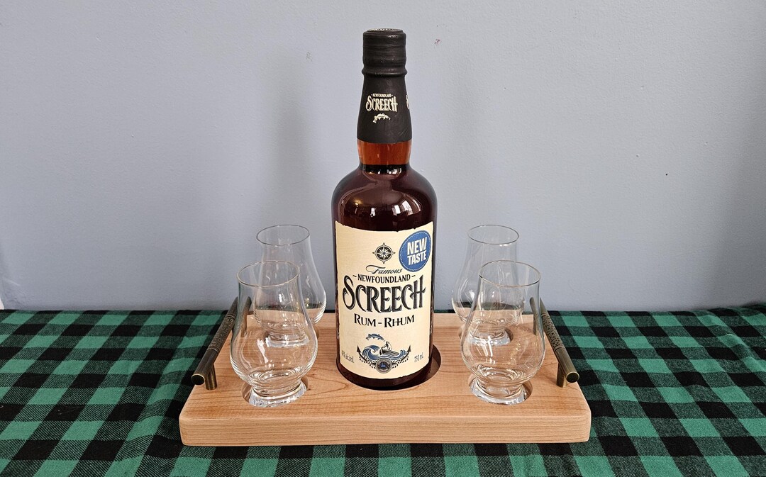 Whisky/bourbon/rum/drink Flight With Bottle Holder Solid Hard Wood ...