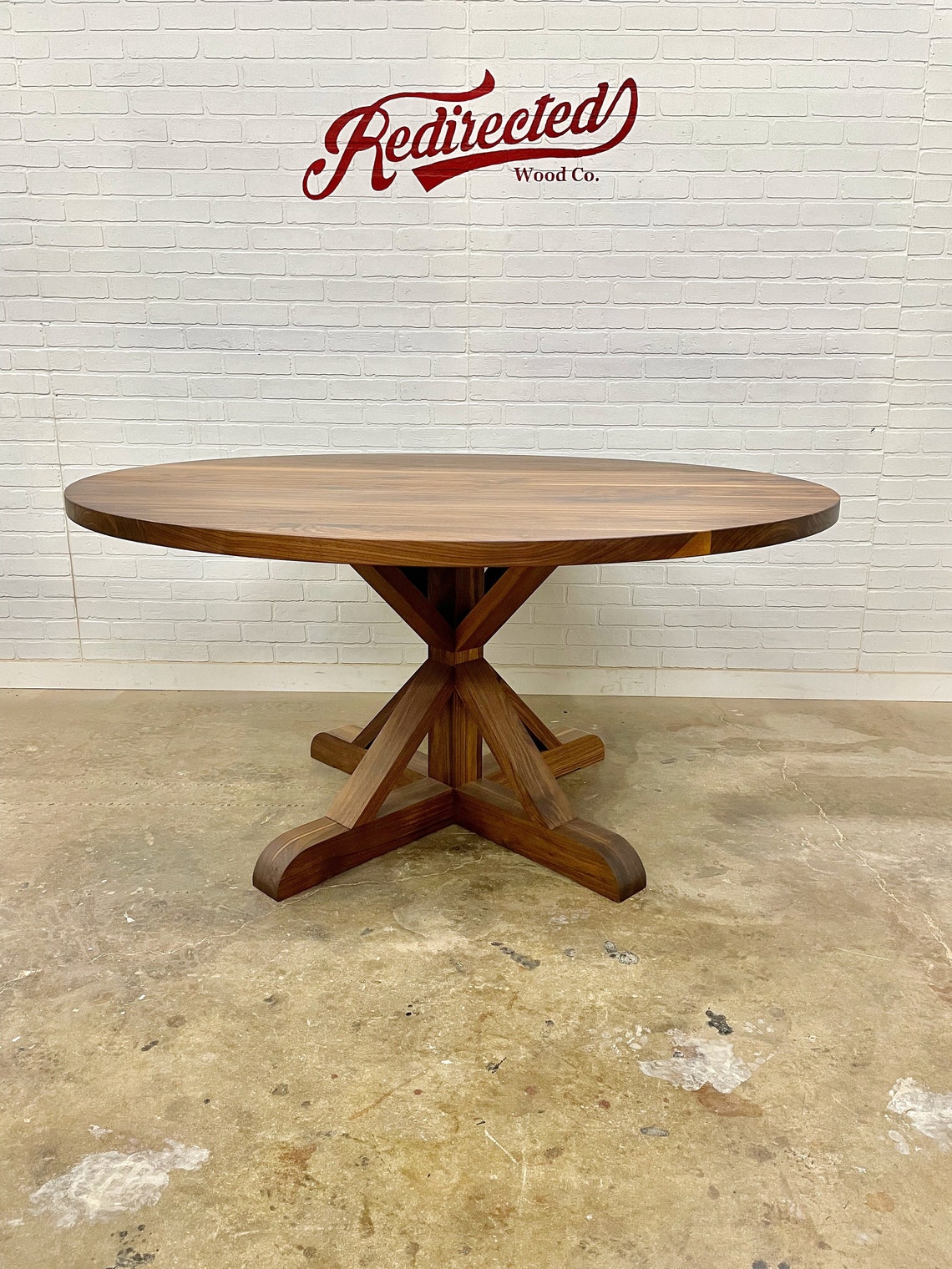 X Base Round Table Walnut - Etsy