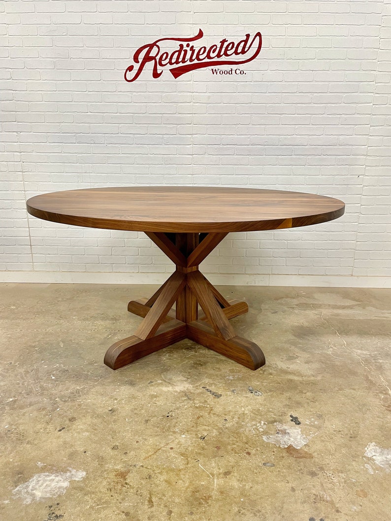 X Base Round Table Walnut - Etsy