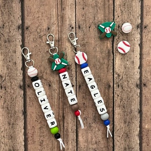 Baseball Custom Name Tag Keychain, Zipper Charm, Name Tag, Gift ...