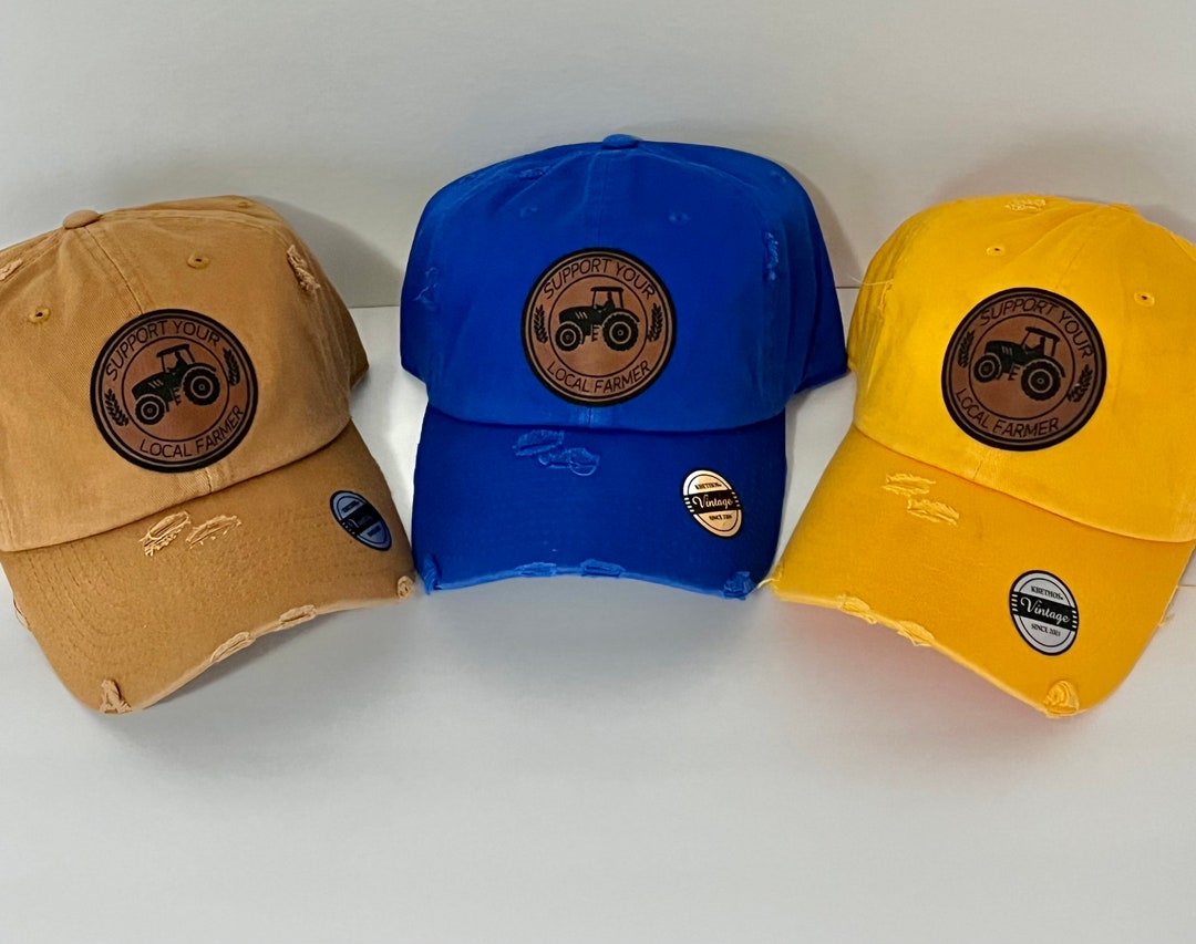 Farmer Hat, Adult Vintage Leatherette Patch Hat, Ball Hat, Distressed ...