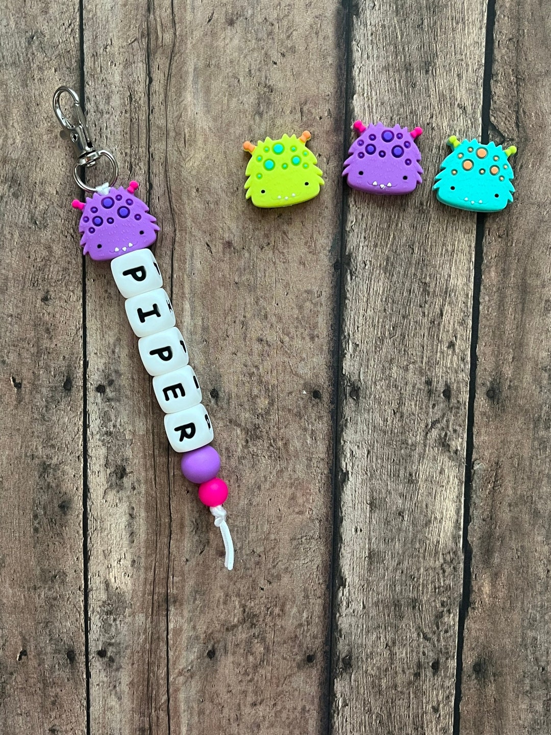 Monster Custom Name Tag Keychain, Zipper Charm, Name Tag, Gift ...