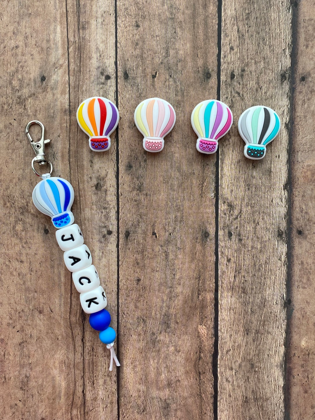 Hot Air Balloon Custom Name Tag Keychain, Bag Bling, Zipper Charm, Name ...