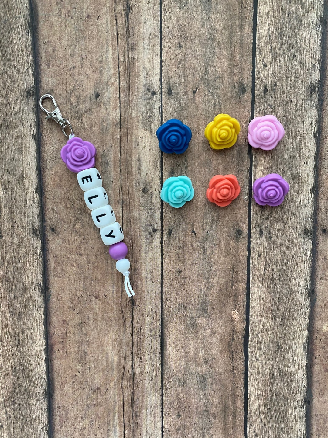 Flower Custom Name Tag Keychain, Bag Bling, Zipper Charm, Name Tag ...