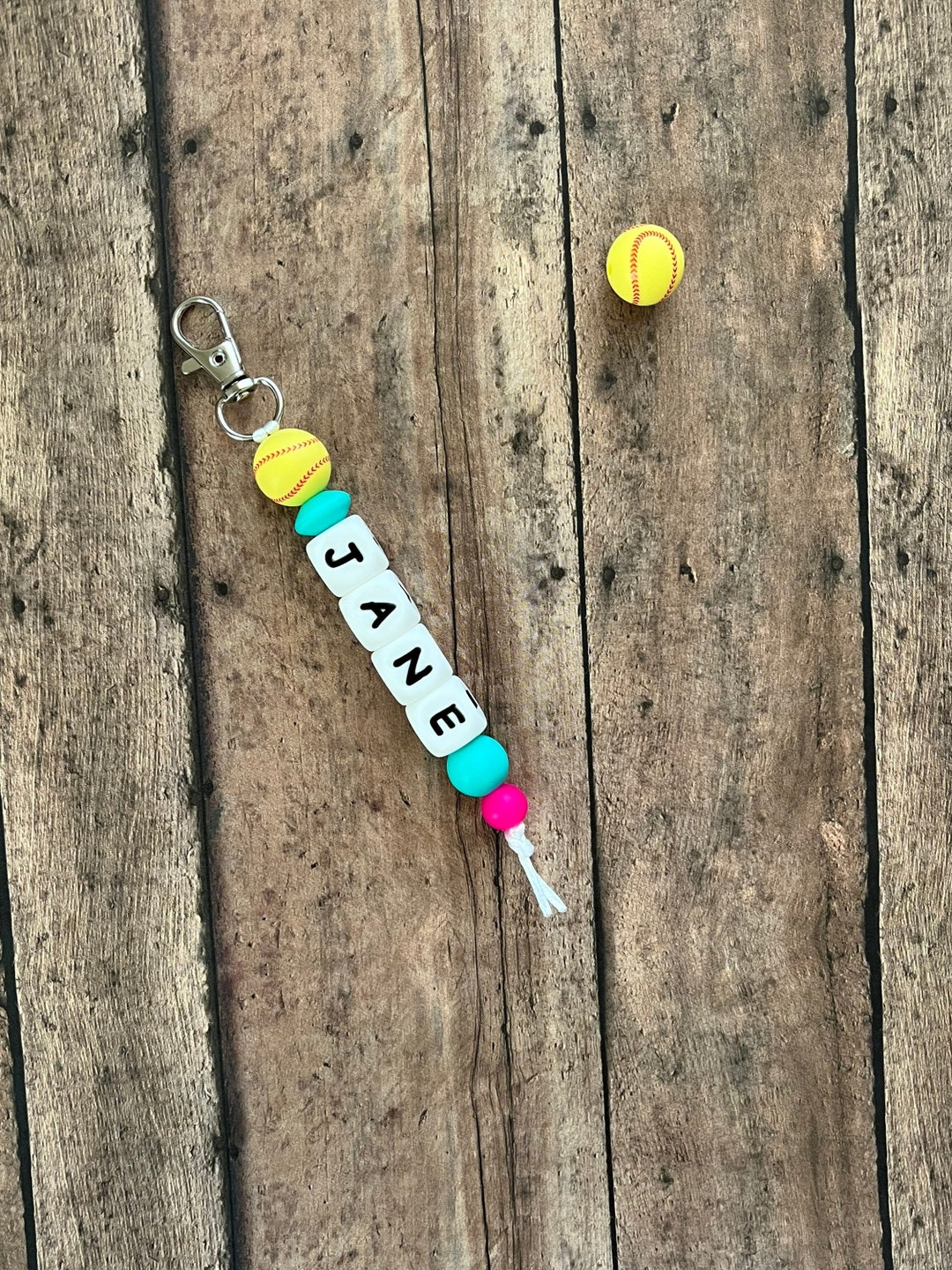 Softball Custom Name Tag Keychain, Zipper Charm, Name Tag, Gift ...