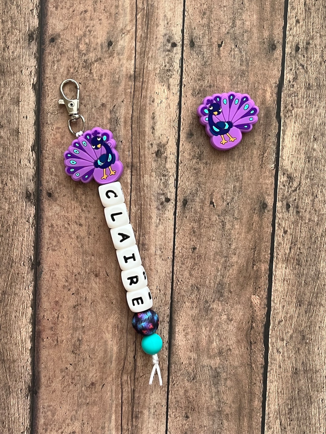 Peacock Custom Name Tag Keychain, Bag Tag, Name Tag, Gift, Personalize ...