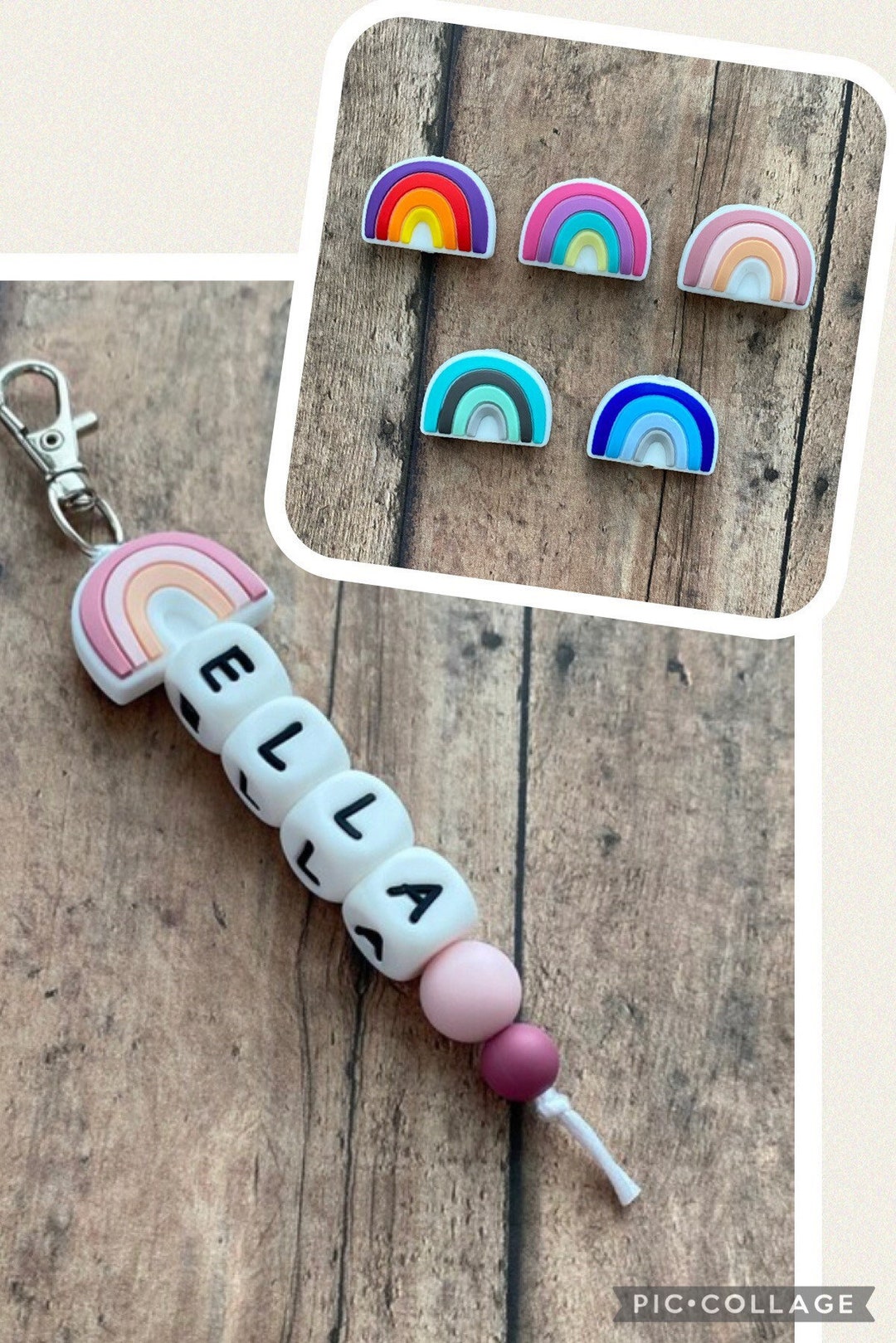 Boho Rainbow Custom Name Tag Keychain, Bag Bling, Zipper Charm, Name ...