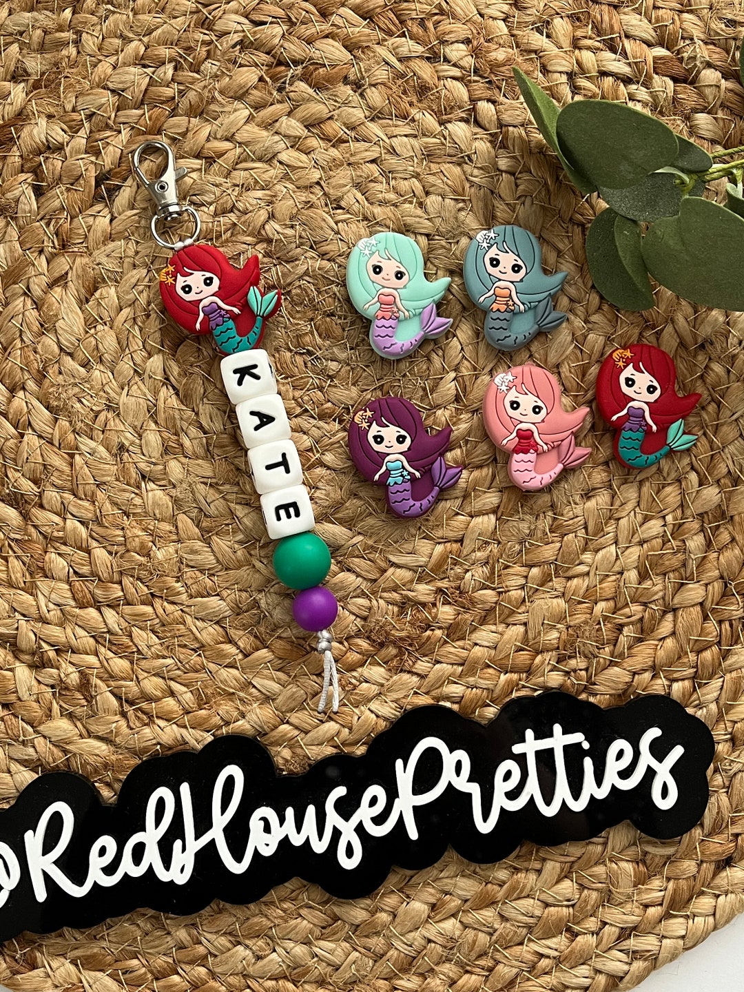 Mermaid Custom Name Tag Keychain, Bag Bling, Zipper Charm, Name Tag ...