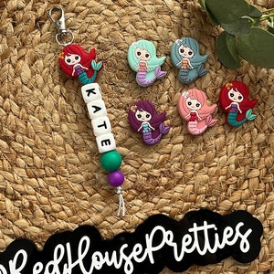 Mermaid Custom Name Tag Keychain, Bag Bling, Zipper Charm, Name Tag ...