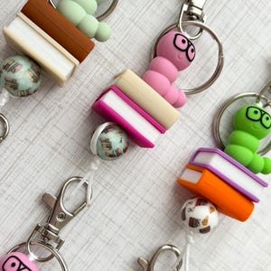 Bookworm Keychain, Bag Bling, Gifts for Her, Gift, Keychain, Worm ...
