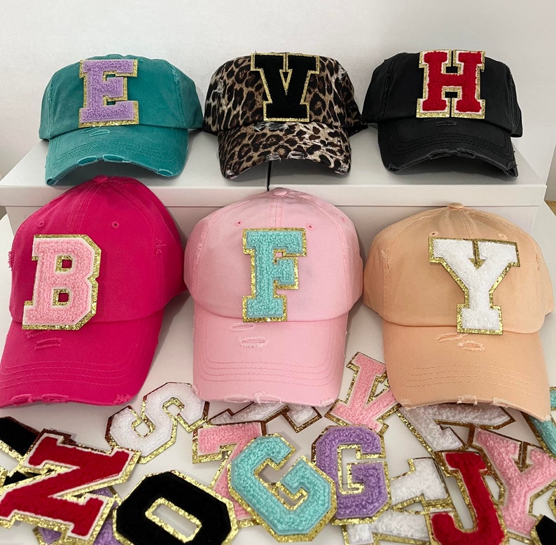 Ponytail Vintage Letter Patch Hat, Chenille Letters, Womens Baseball ...