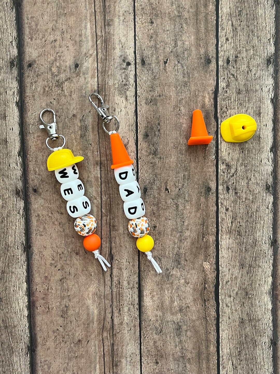 Construction Custom Name Tag Keychain, Zipper Charm, Name Tag, Gift ...