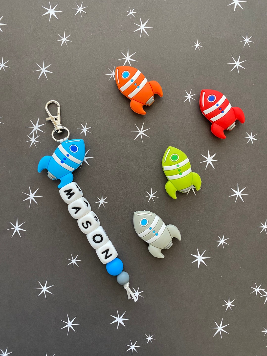 Rocket Ship Custom Name Tag Keychain, Bag Bling, Zipper Charm, Name Tag ...