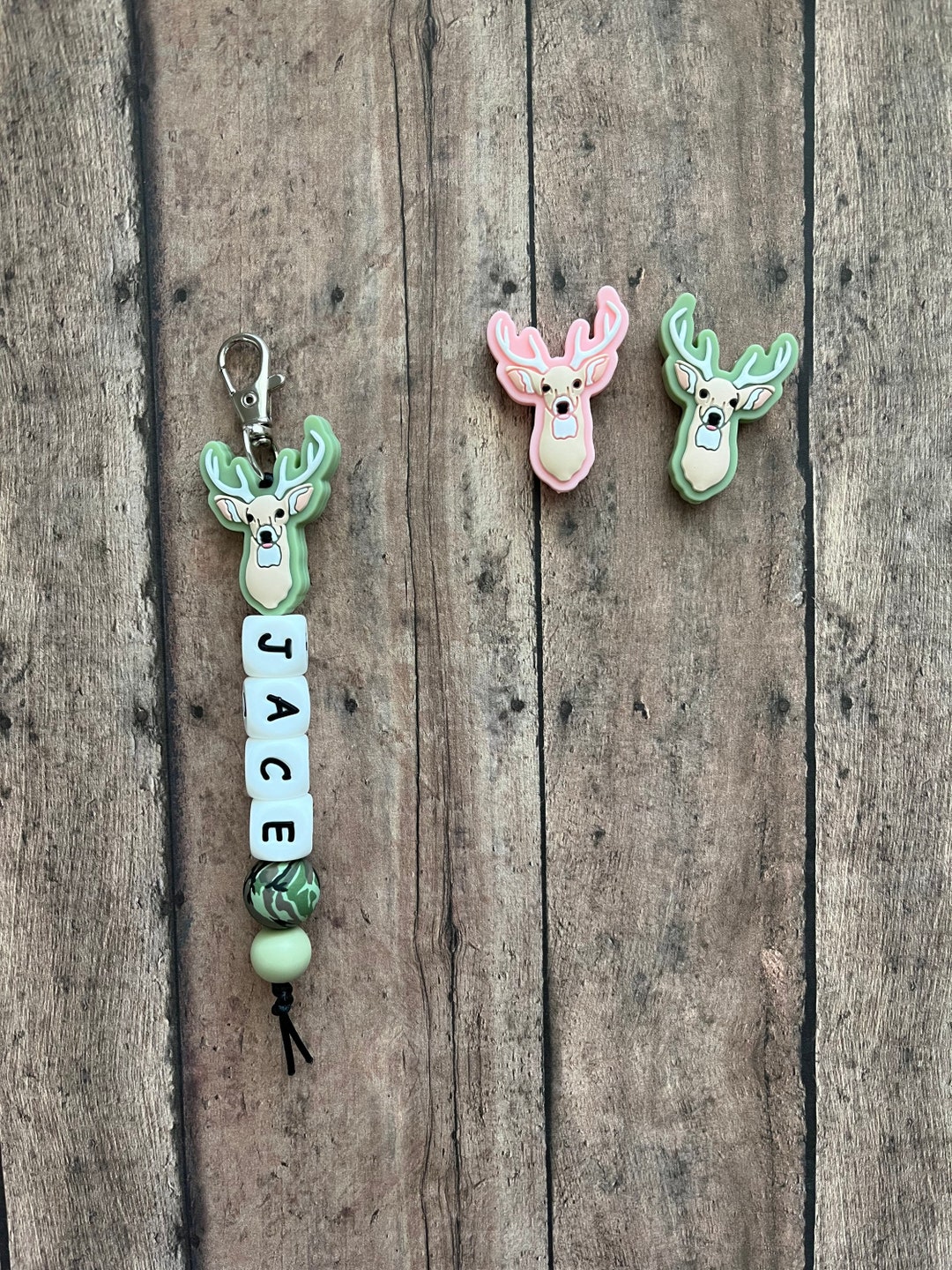 Deer Custom Name Tag Keychain, Zipper Pull, Gift, Personalize, Buck ...