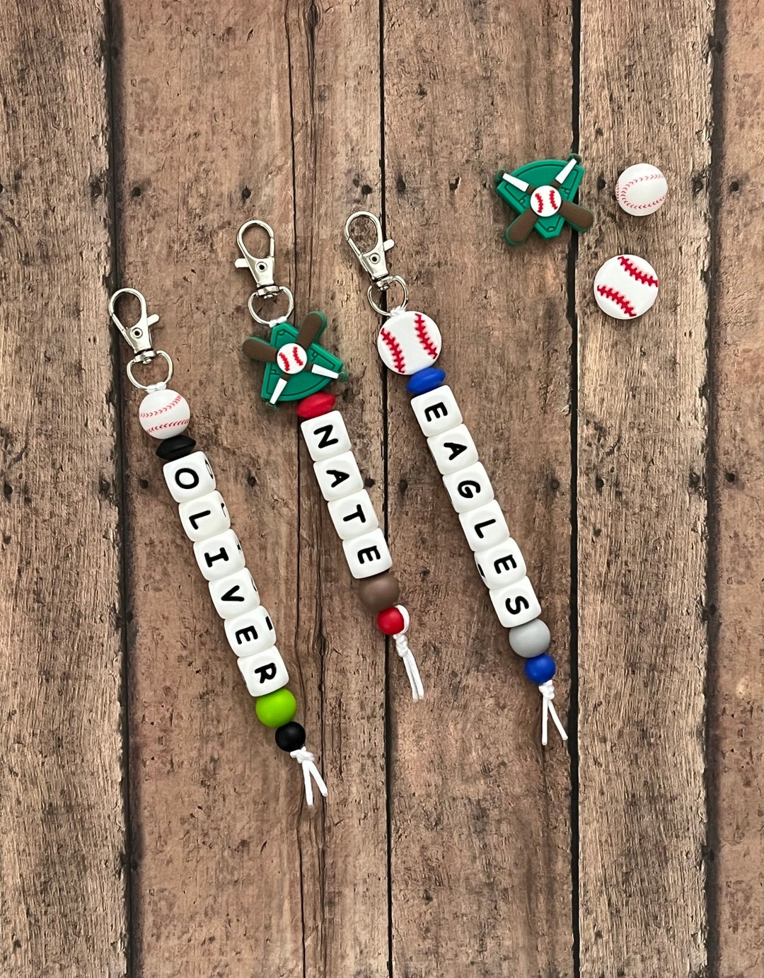 Baseball Custom Name Tag Keychain, Zipper Charm, Name Tag, Gift ...