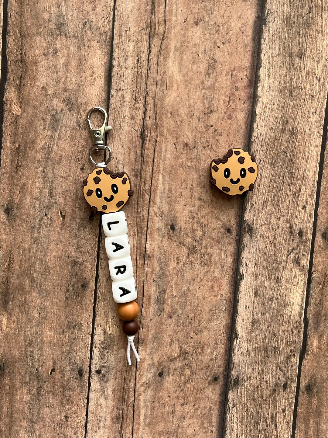 Chocolate Chip Cookie Custom Name Tag Keychain, Zipper Charm, Name Tag ...