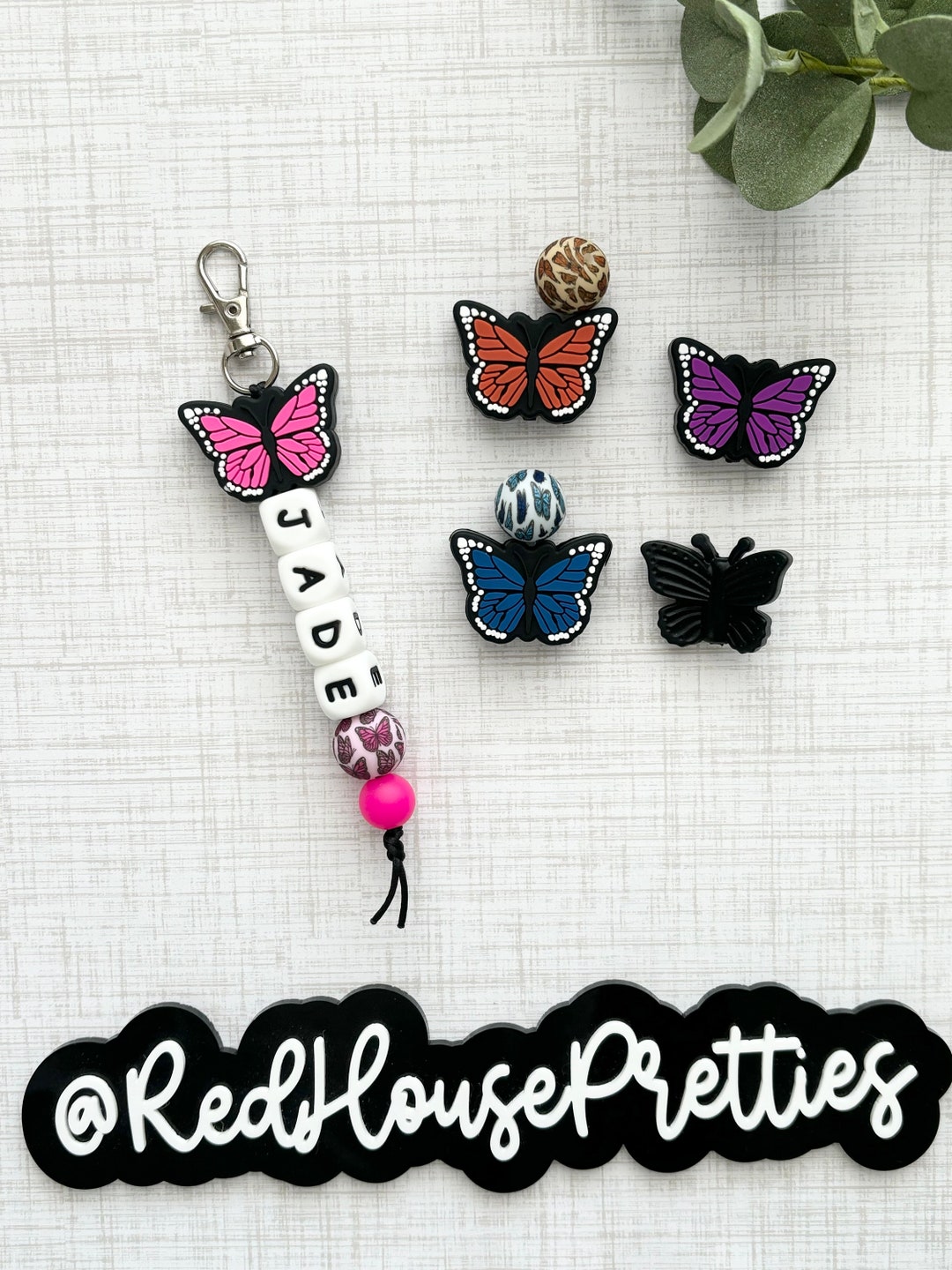 Butterfly Custom Name Tag Keychain, Bag Bling, Zipper Charm, Name Tag ...