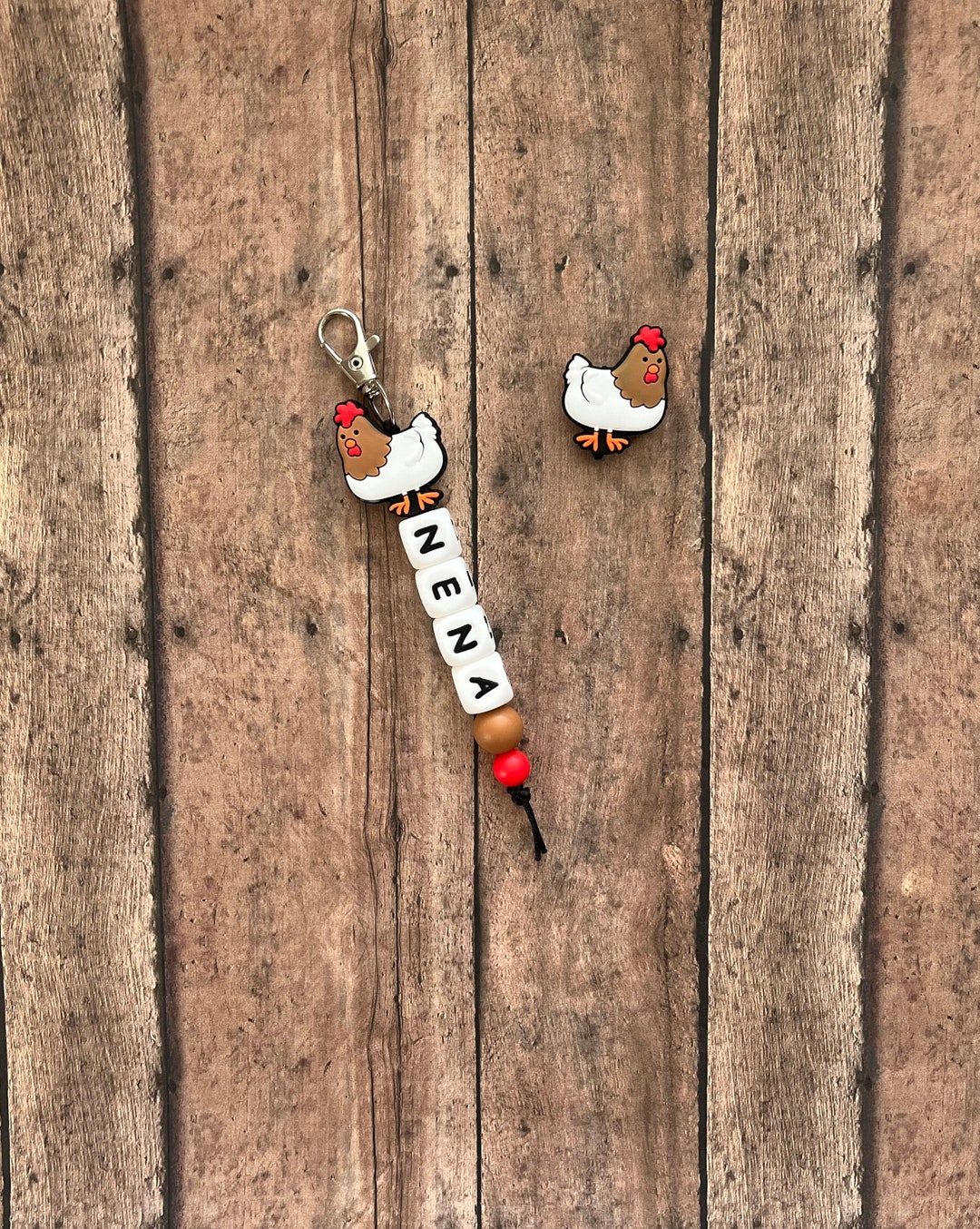 Chicken Custom Name Tag Keychain, Zipper Pull, Gift, Personalize ...