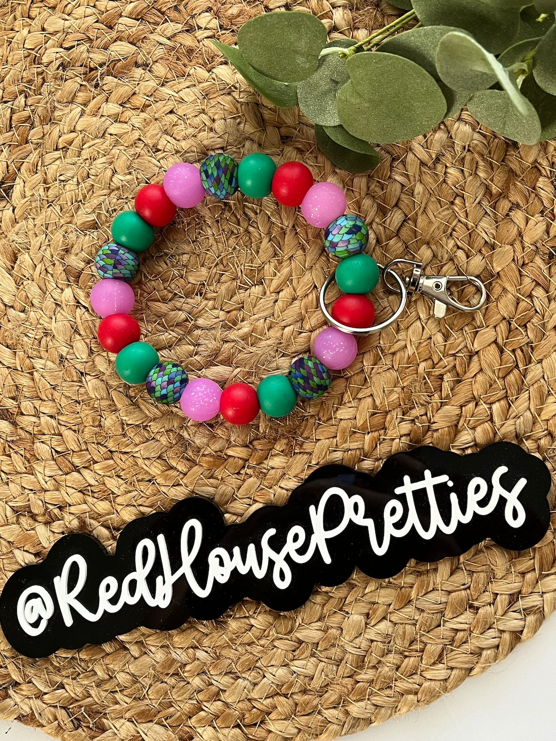 Mermaid Key Wristlet, Keychain, Silicone Beads, Keyring Bracelet, Gift ...