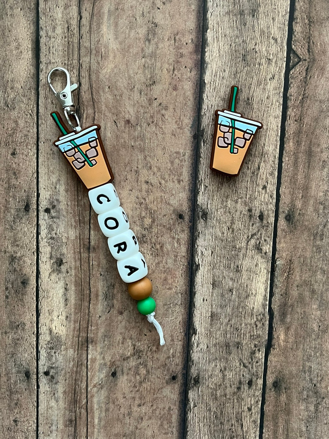 Iced Coffee Custom Name Tag Keychain, Name Tag, Gift, Personalize ...