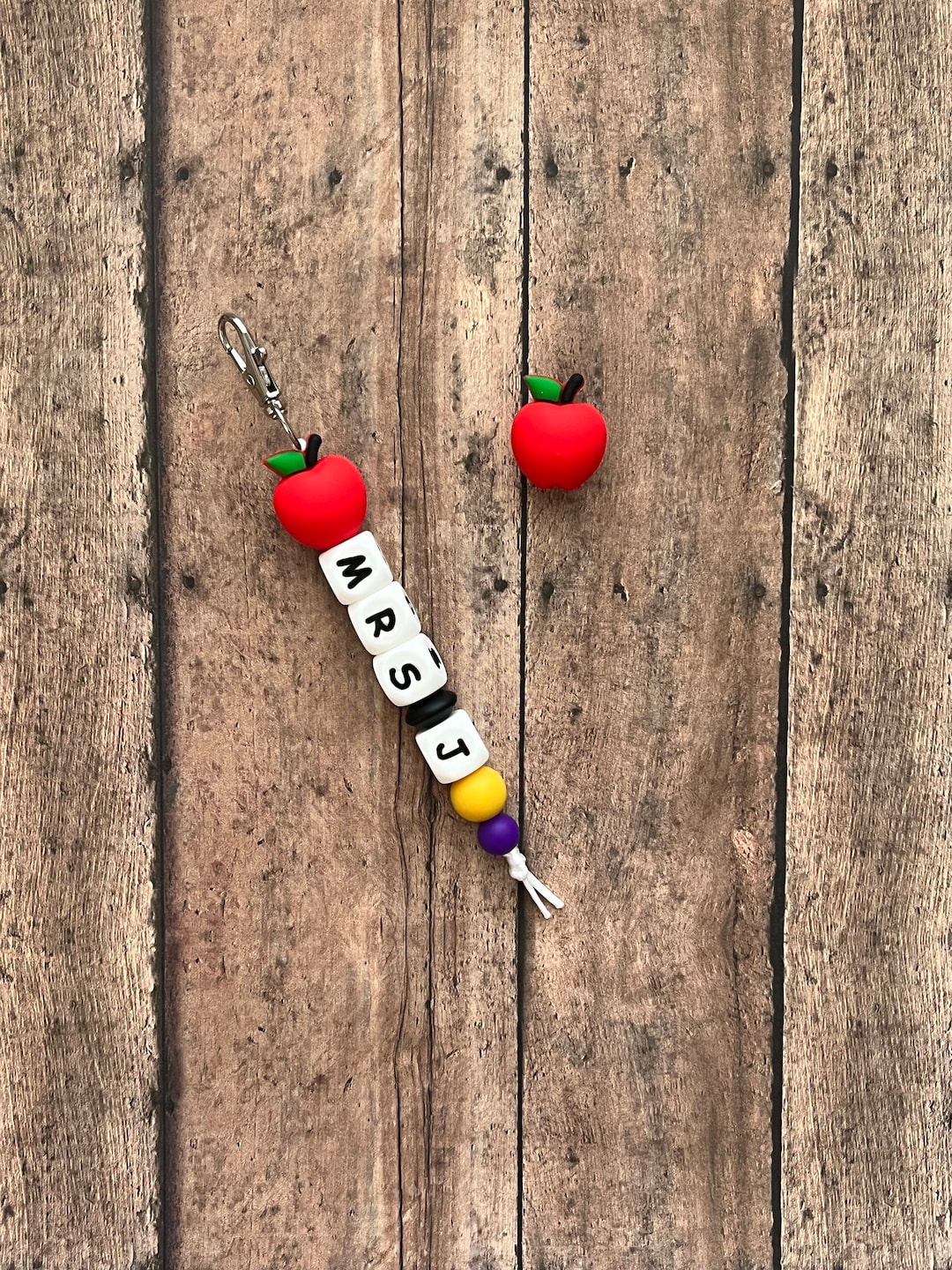 Apple Custom Name Tag Keychain, Zipper Charm, Name Tag, Gift ...