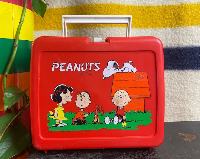Vintage 1960's Peanuts Gang Roasting Hot Dogs Red Lunch Box - Etsy