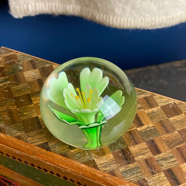 Vintage Flowers Paperweight Glass - Etsy
