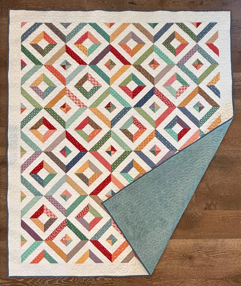 Handmade Colorful Quilt: Lori Holt Fabric Throw Blanket (61x72) - Etsy
