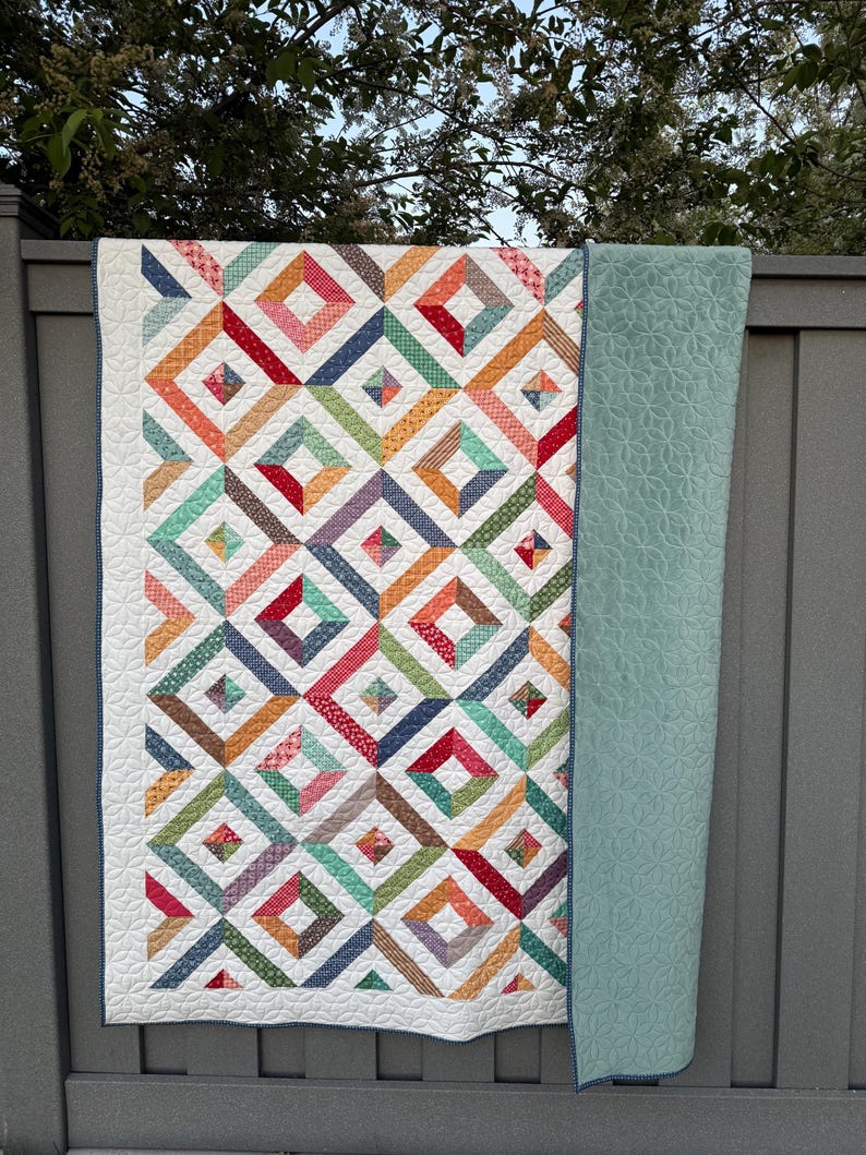 Handmade Colorful Quilt: Lori Holt Fabric Throw Blanket (61x72) - Etsy