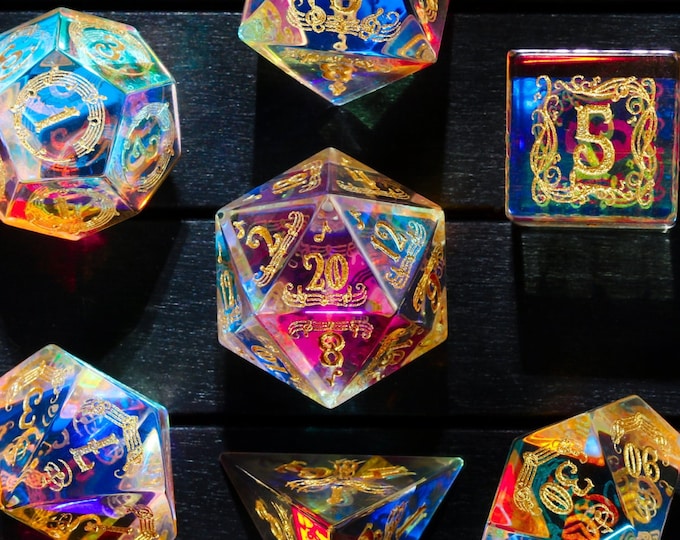 Fantastic Glass Bard Motif Dice Set - Etsy