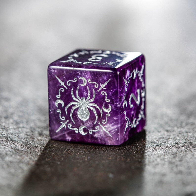 Amethyst Gemstone Spiders Dice Set - Etsy