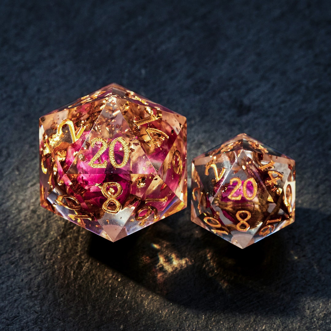 Rose Bud Glitter Dice Chonk D20 - Etsy