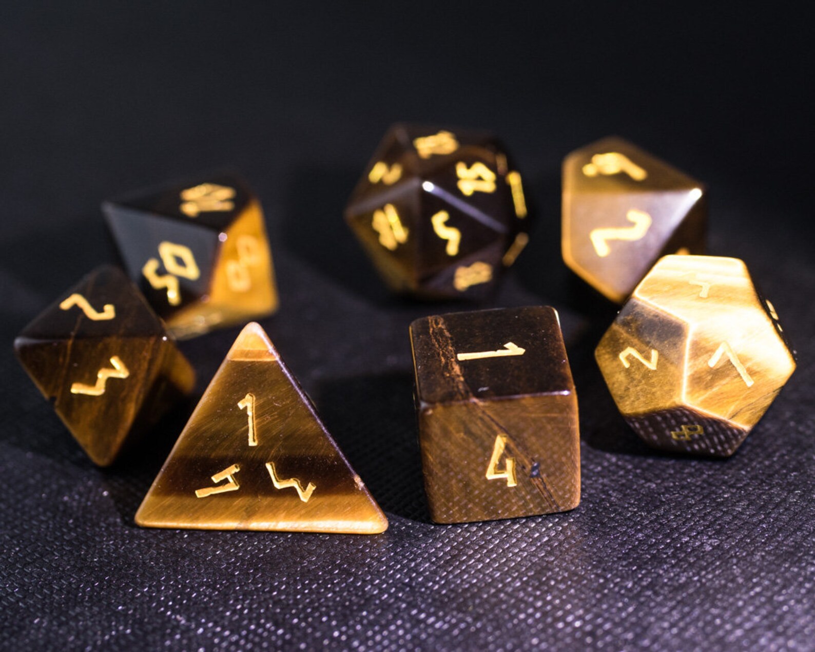 Tiger's-eye Gemstone DnD Dice Set All Number Dice | Etsy