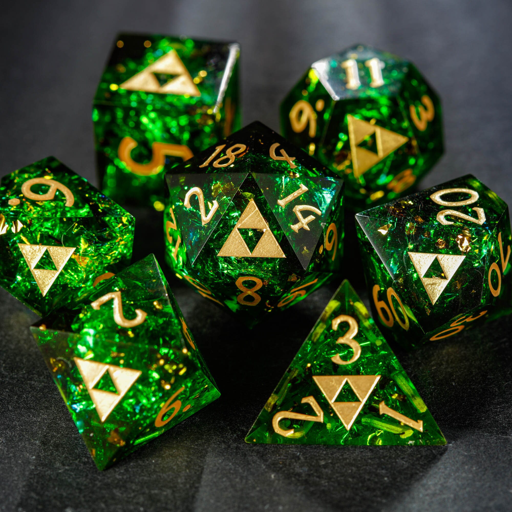 Dark Green Glitter Resin All Zelda Dice Set - Etsy Australia