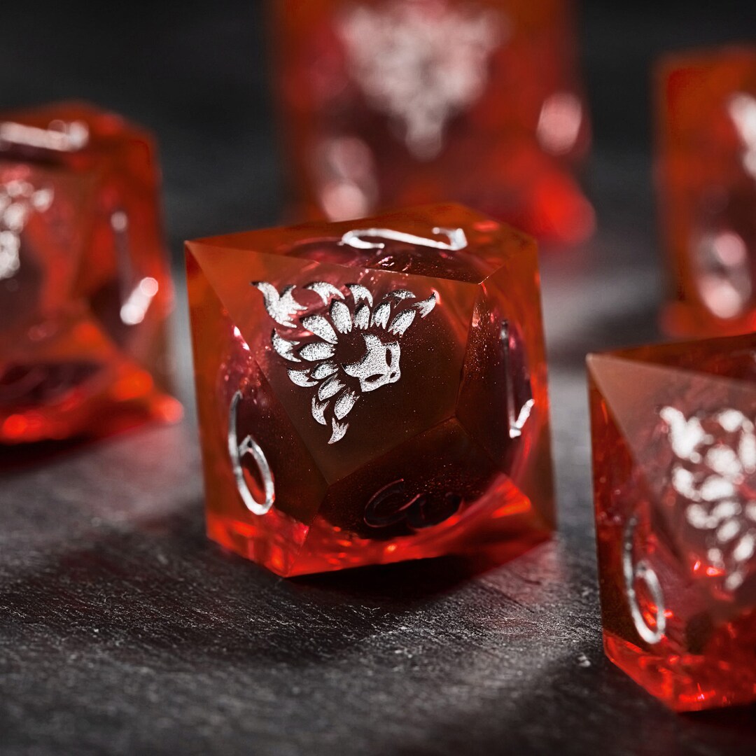 Black Liquid Core Resin Nine Tail Fox Vampire Dice D10 - Etsy