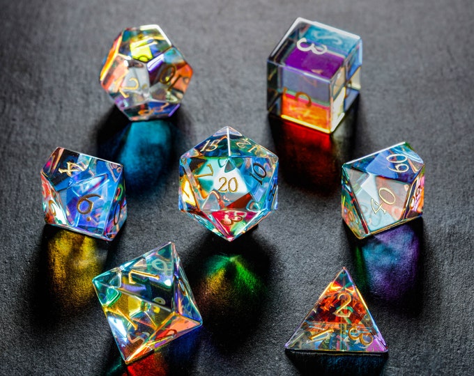 Frosted Prismatic Glass Dice Set - Etsy