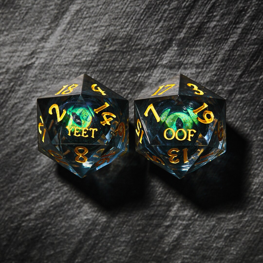 Floating Green Pupil Dragon's Eye Liquid Core YEET OOF Dice Set - Etsy