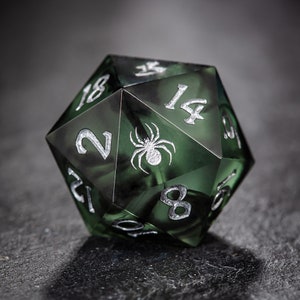 Smoky Dark Olive Spider Dice Set - Etsy