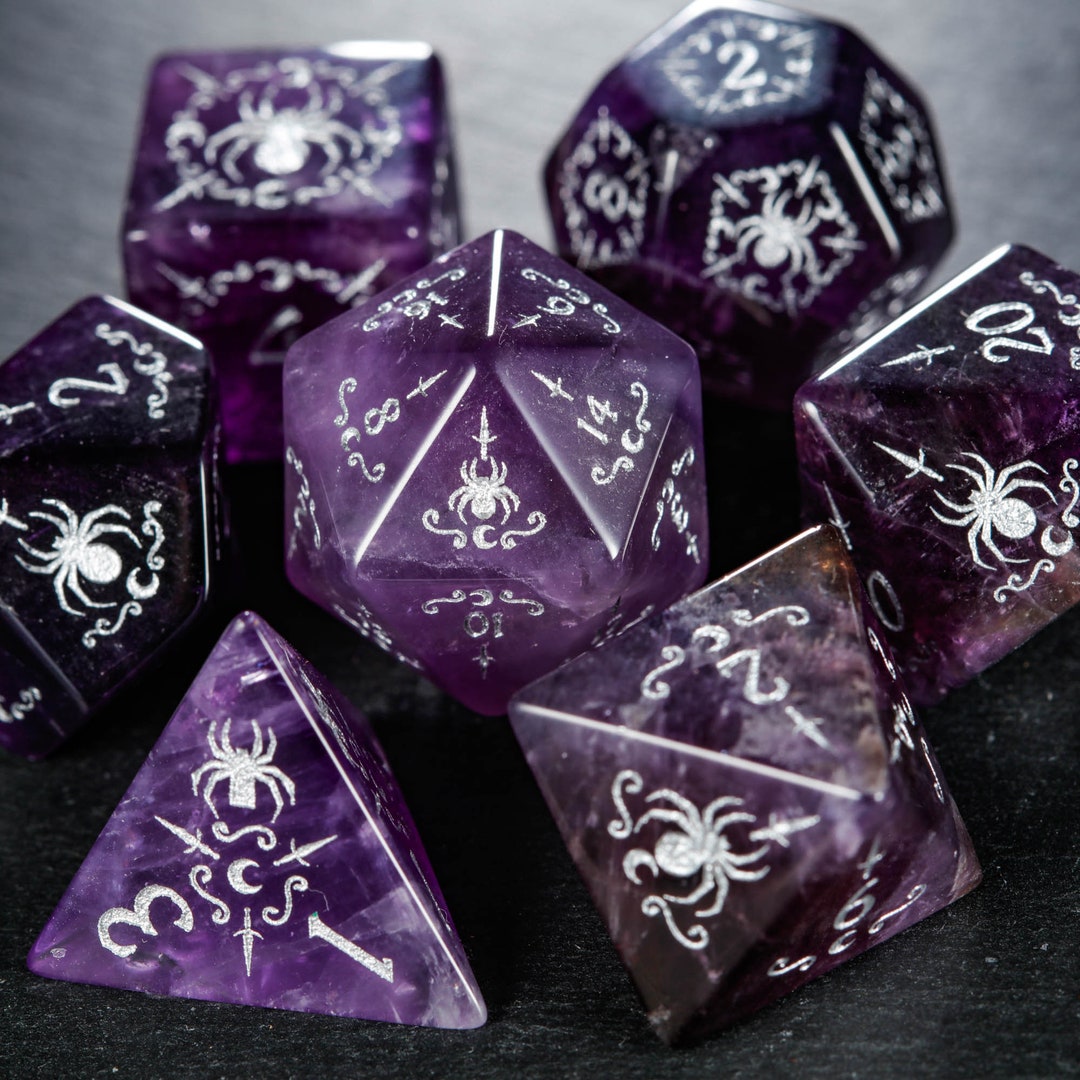 Amethyst Gemstone Spiders Dice Set - Etsy