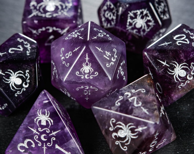 Amethyst Gemstone Spiders Dice Set - Etsy