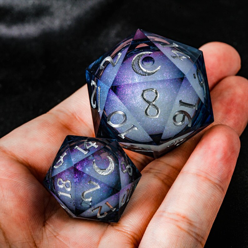 Dark Blue Liquid Core Resin Moon Dice Chonk D20 - Etsy