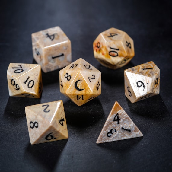 Dice Coral Fossil Gemstone DnD Dice Set Kanji Dice Games & Puzzles Toys ...