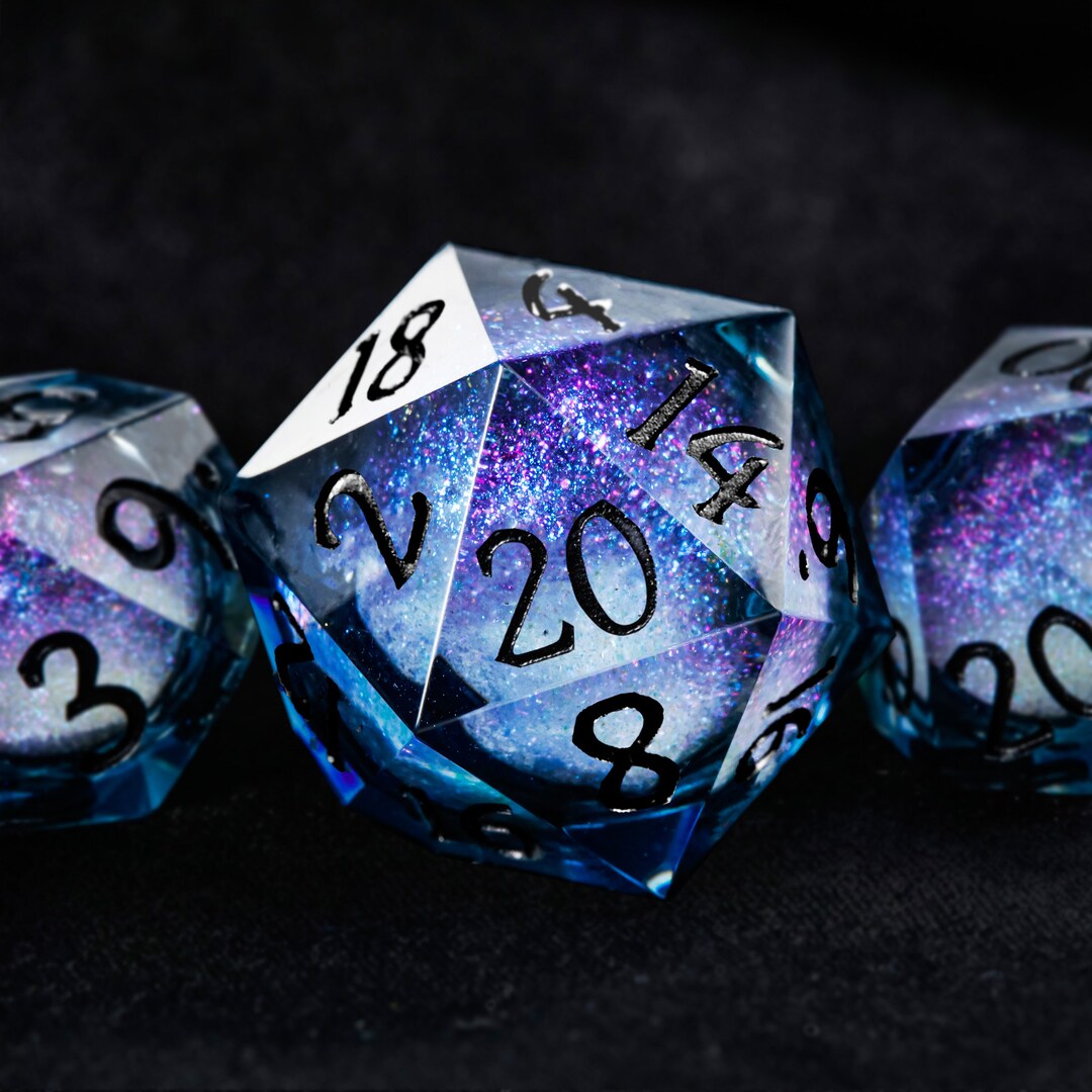 Dark Blue Liquid Core Resin Galaxy Dice Set - Etsy