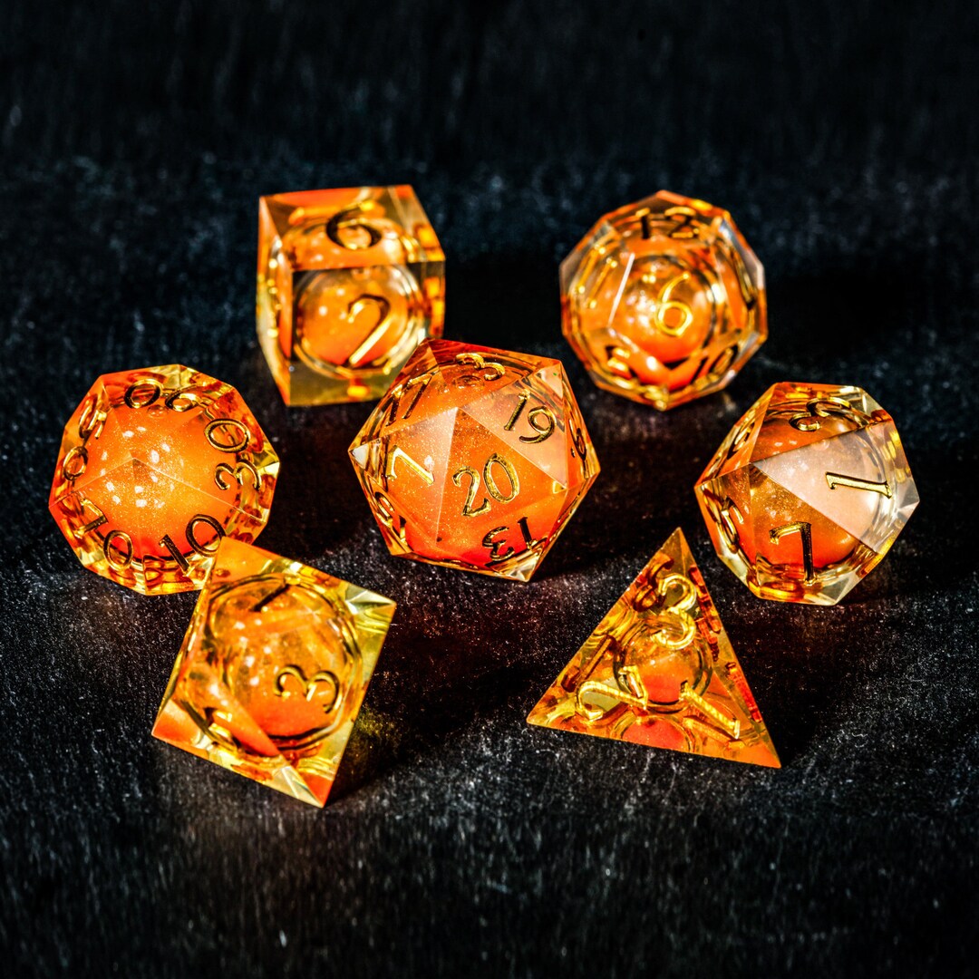 Orange Sand Liquid Core Resin Dice Set - Etsy