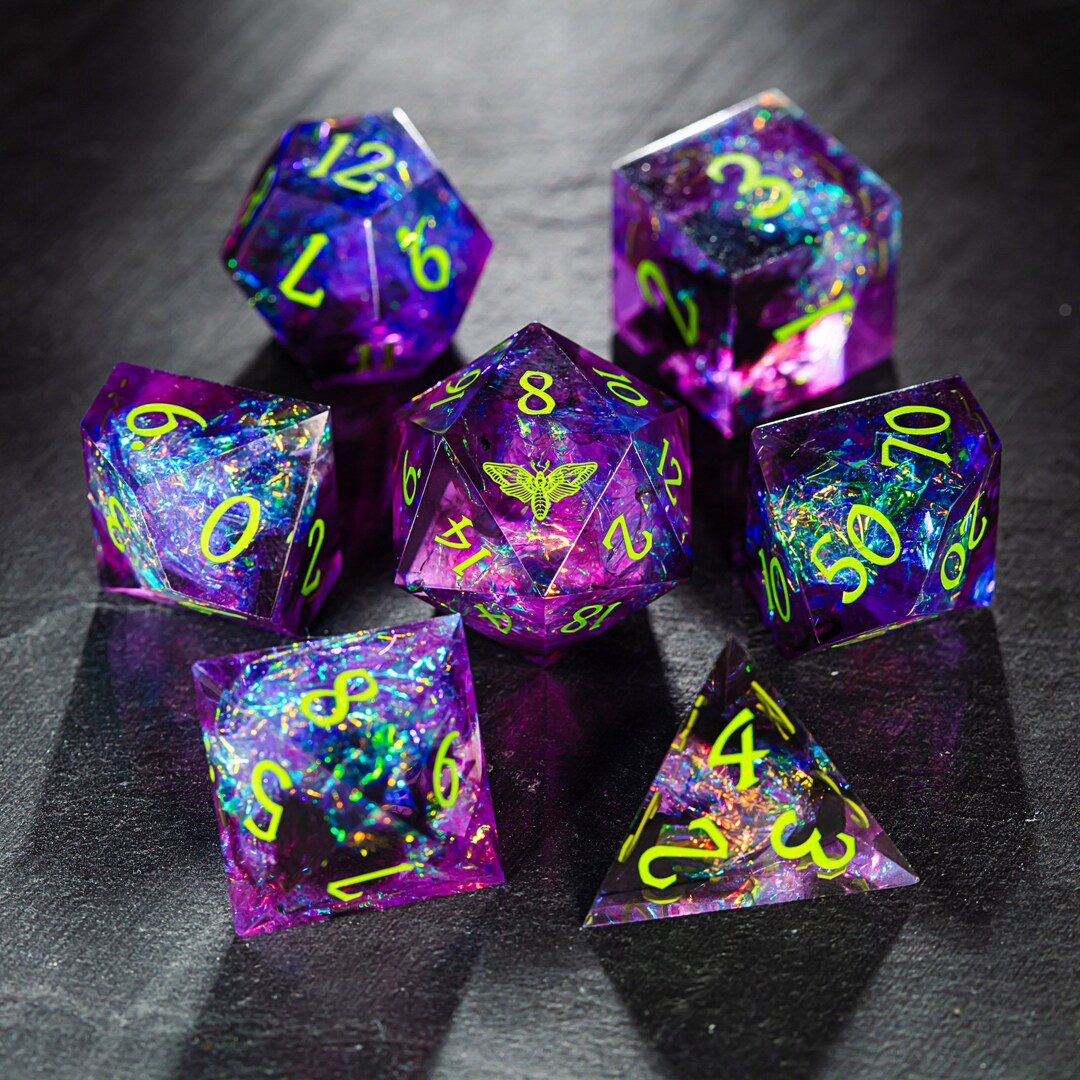Purple Glitter Galaxy Dice Moth Dice Set - Etsy