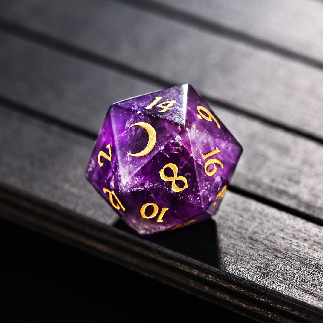 Amethyst Gemstone Moon Dice Set - Etsy